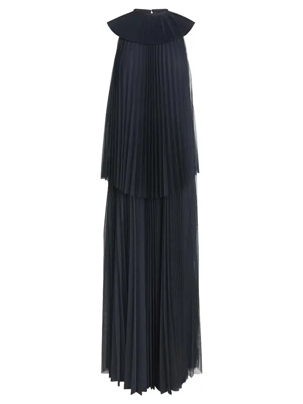 Fabiana Filippi Tulle Pleated Maxi Dress - Blue