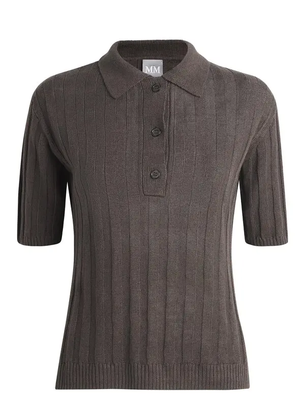 Max Mara Linen Ribbed Polo Sweater - Brown