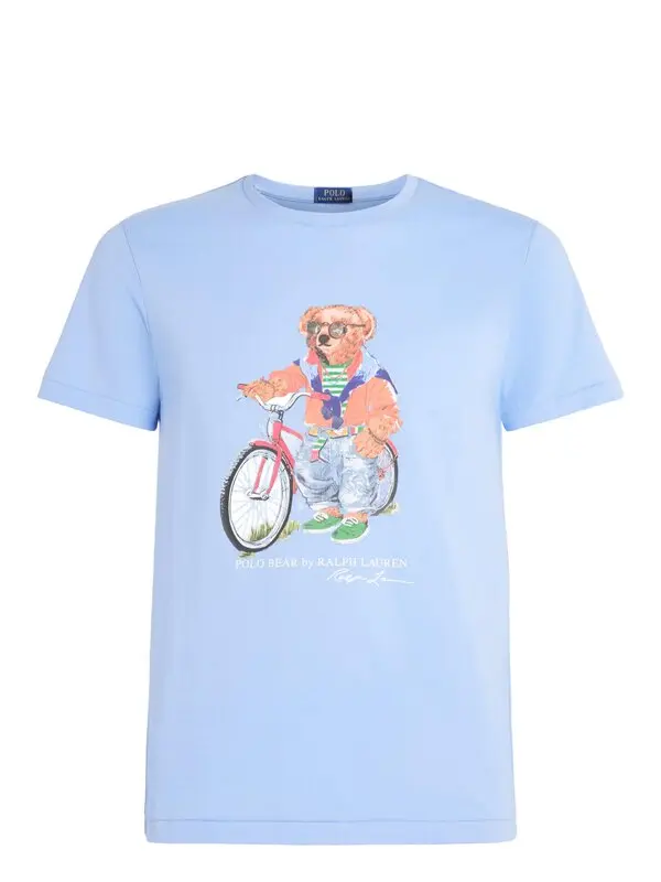 Polo Ralph Lauren Cotton Polo Bear Bicycle Slim T-shirt - Blue