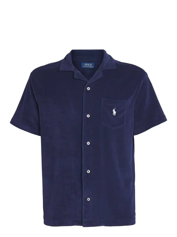 Polo Ralph Lauren Cotton-blend Terry Short-sleeve Slim Shirt - Navy