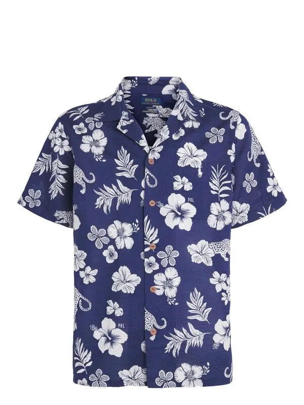 Polo Ralph Lauren Cotton Seersucker Printed Shirt - Blue