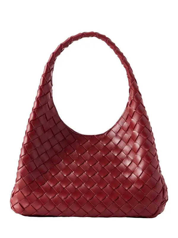 Bottega Veneta Campana Small Intrecciato Leather Shoulder Bag - Red