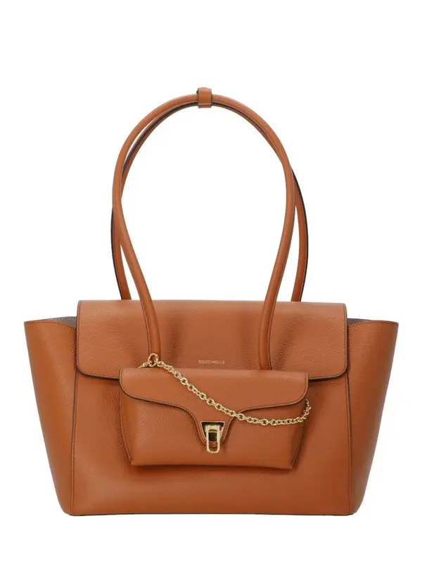 COCCINELLE Leather Shoulder Bag - Brick Red