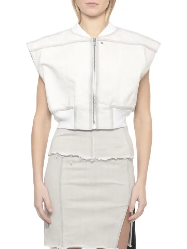 Rick Owens Cotton Cropped Bomber Jacket - Ivory