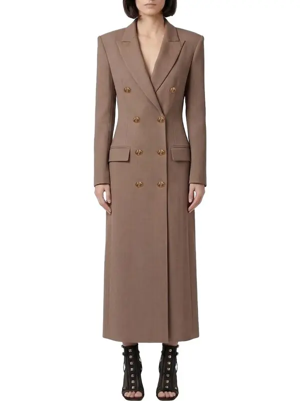 Elisabetta Franchi Long Coat - Beige