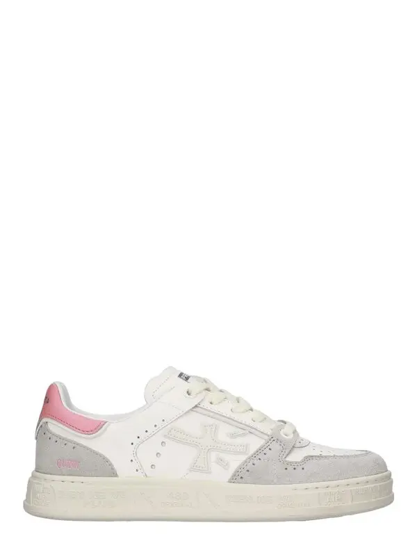 Premiata Quinnd Perforated Leather Low Top Sneakers - Pink