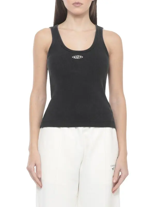 Casablanca Ribbed Tank Top - Black