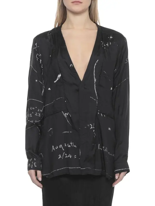 Rick Owens Printed Cotton Blend Long Sleeve Shirt - White