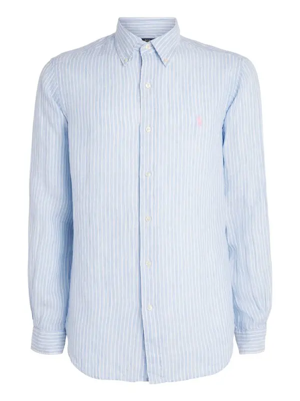 Polo Ralph Lauren Linen Custom-fit Stripe Shirt - Blue