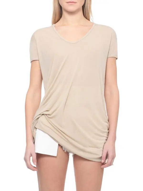 Rick Owens Viscose And Silk Blend Draped Top - Ivory