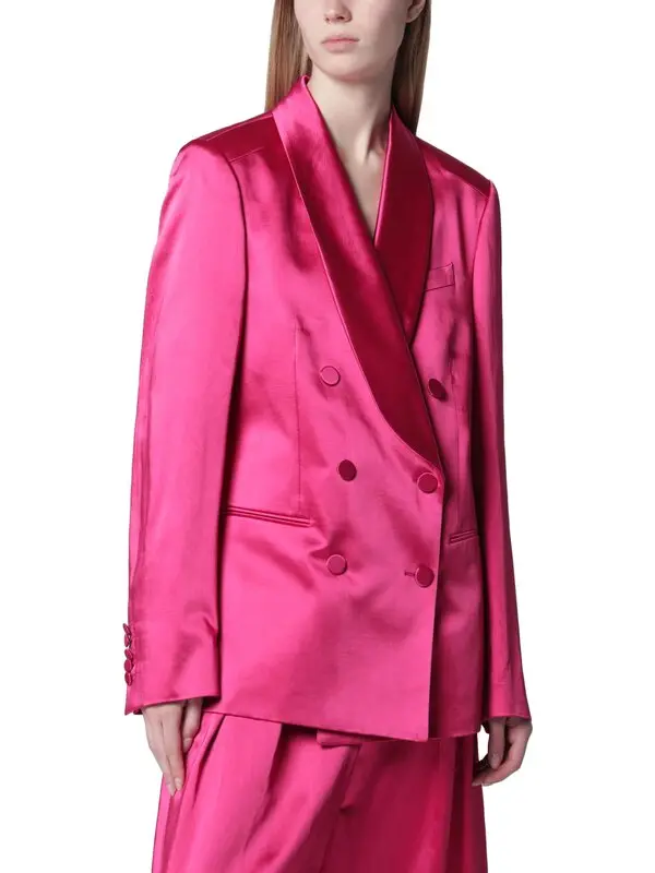 Dries Van Noten Satin Double-breasted Jacket - Pink