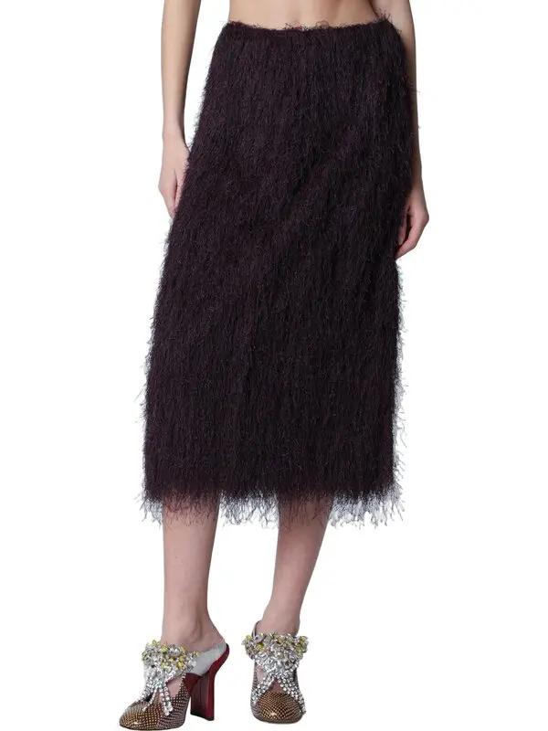 Dries Van Noten Fringed Midi Skirt - Purple