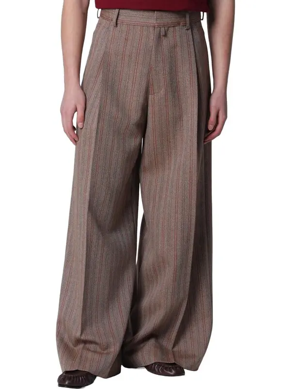 Dries Van Noten Wide-leg Pinstripe Wool Trousers - Metal