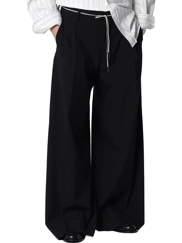 Dries Van Noten Wide-leg Wool Trousers - Black