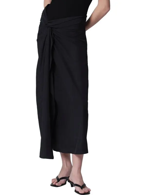 RÓHE Sarong-effect Midi Skirt - Black