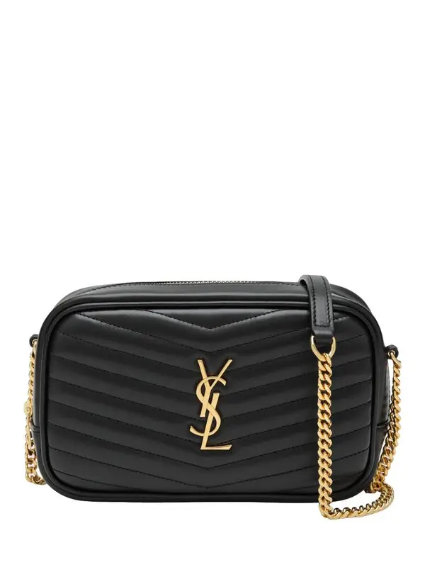 Saint Laurent Lou Mini Quilted Calfskin Leather Bag - Black