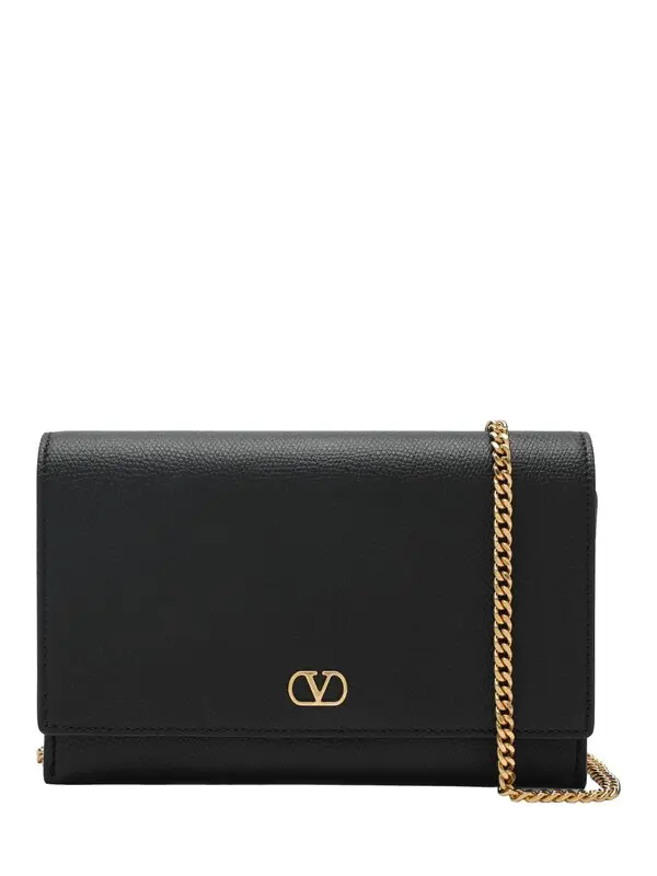 Valentino Garavani Vlogo Signature Grained Calfskin Clutch - Black