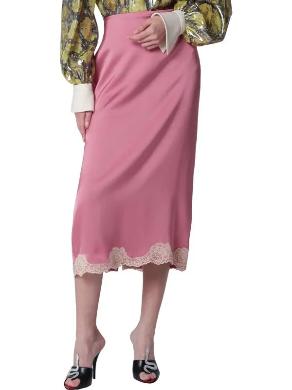 Valentino Garavani Cady Midi Skirt With Lace - Pink