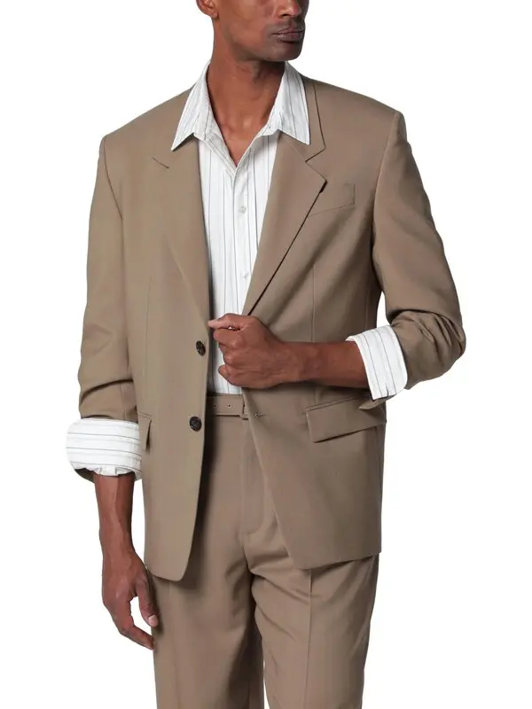 Saint Laurent Single-breasted Wool And Mohair Jacket - Beige