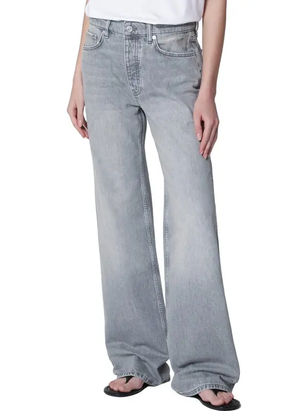 ANINE BING Hugh High-rise Jeans In Light Denim - Grey