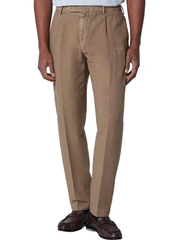SANTANIELLO Cotton And Linen Trousers - Beige