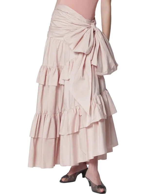 Chloé Long Ruffled Cotton Poplin Skirt - Pink