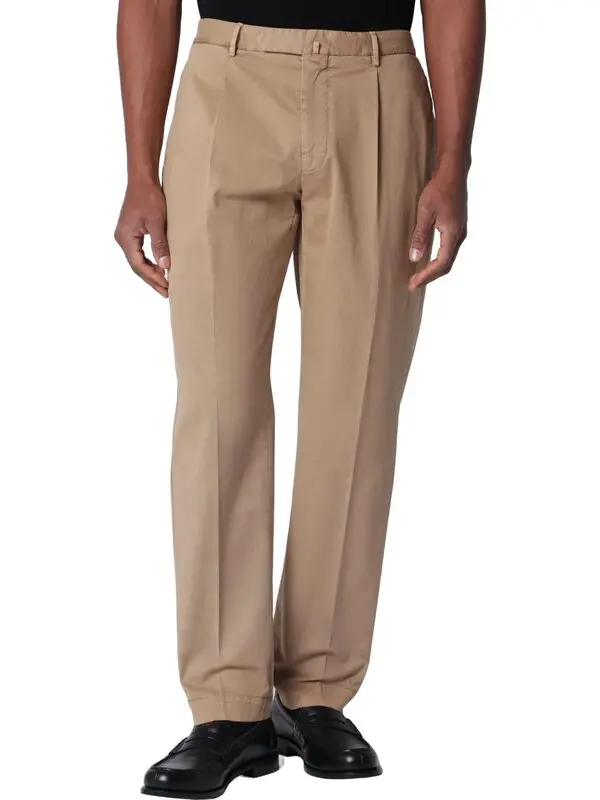 SANTANIELLO Cotton Blend Trousers - Beige