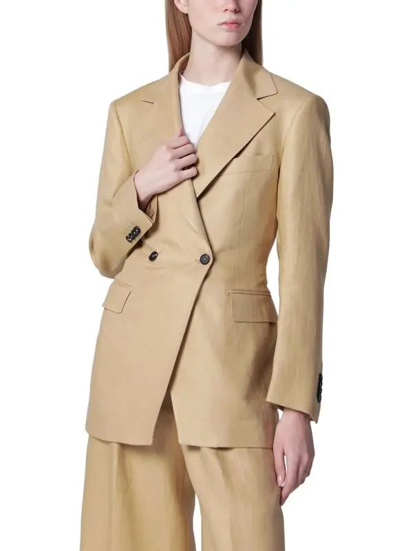 Tagliatore Linen Single-breasted Blazer - Beige