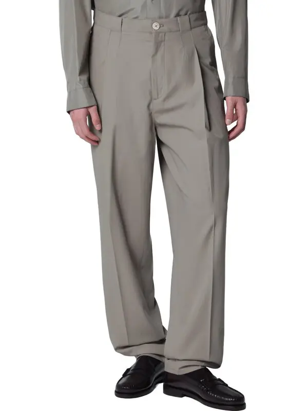 Brunello Cucinelli Twill Cotton Trousers With Pleats - Green
