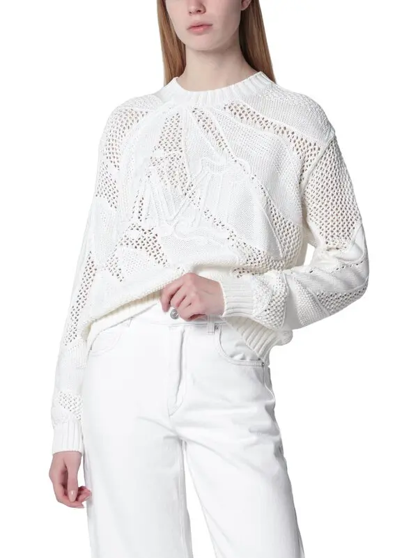 Max Mara Embroidered Cotton Crewneck Sweater - White