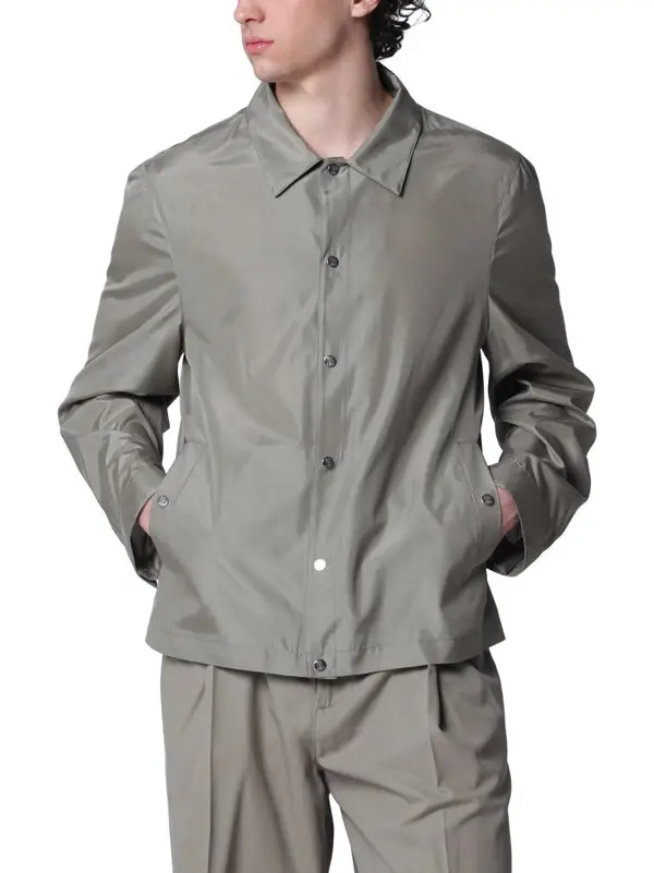Brunello Cucinelli Unlined Jacket In Membrane Silk - Green