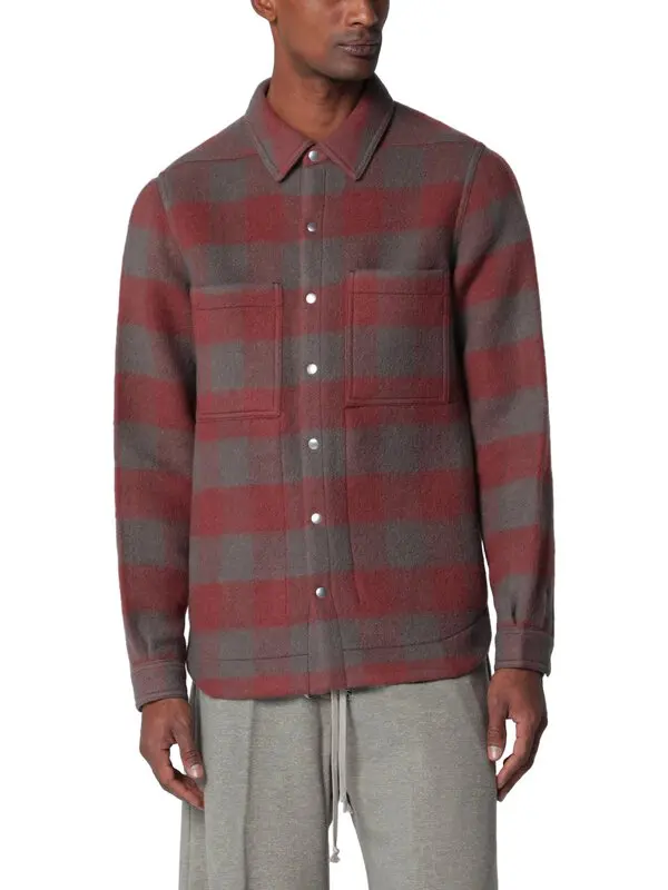 Rick Owens Plaid Wool Shirt Jacket - Multicolor
