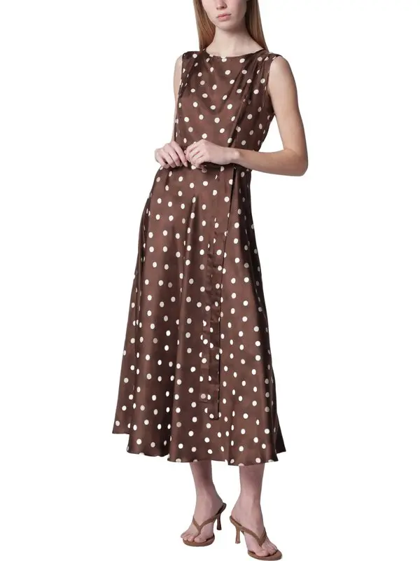 Max Mara Printed Silk Twill Midi Dress - Brown