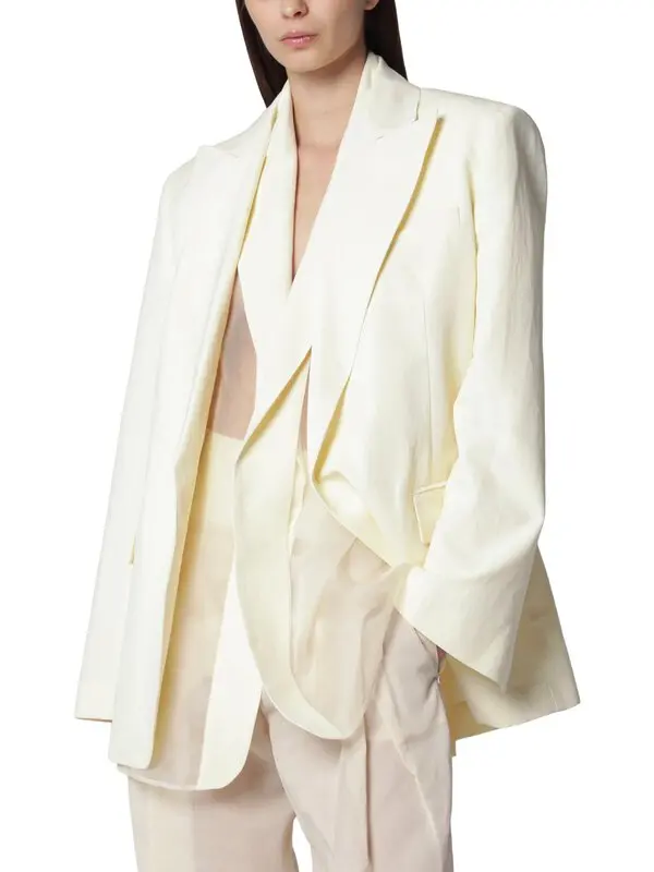 Sportmax Viscose Blend Blazer With Double Collar - Yellow