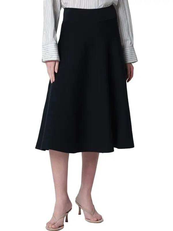 THE FRANKIE SHOP Luglio Midi Knit Skirt In Viscose Blend - Blue