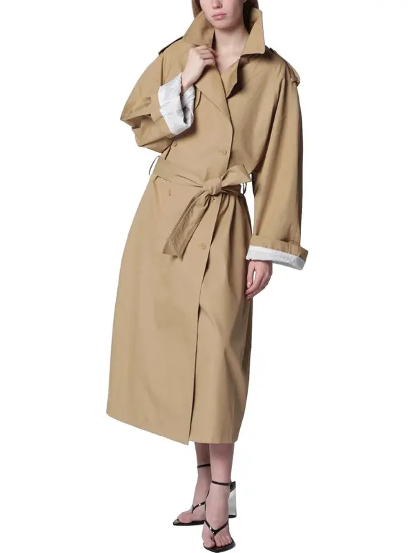 THE FRANKIE SHOP Riva Cotton Trench Coat - Brown