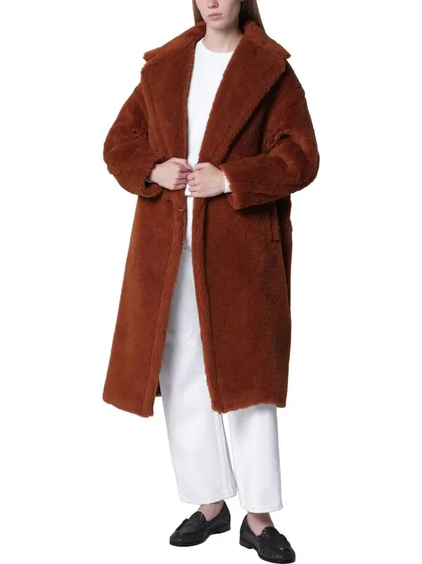 Max Mara Teddy Bear Icon Coat In Alpaca And Wool - White