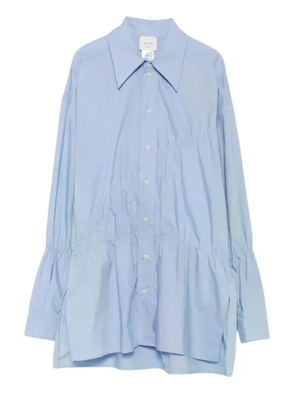 ALYSI Gathered Poplin Shirt - Blue