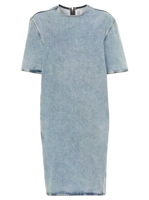 TOTEME Short-sleeve Denim Midi Dress - Blue