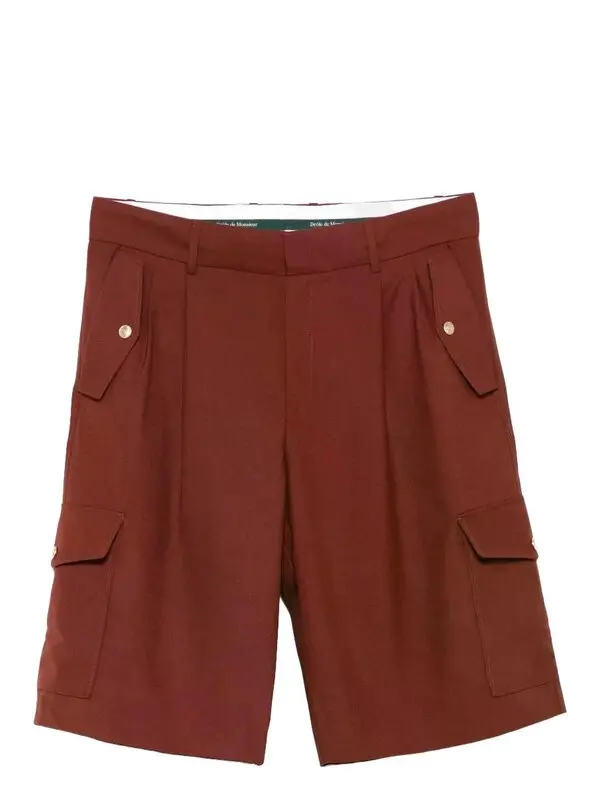 Drole De Monsieur Pleated Cargo Shorts - Brown