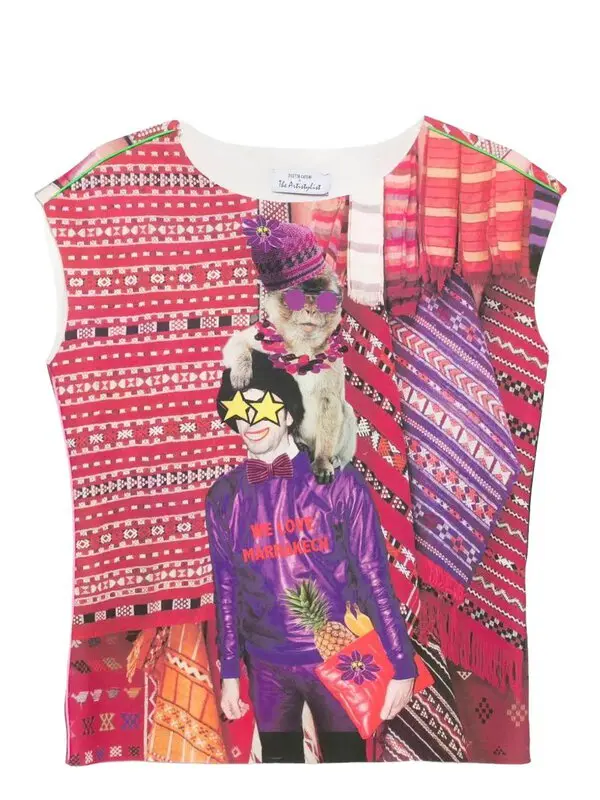 The Artistylist Graphic-print Sleeveless Top - Red