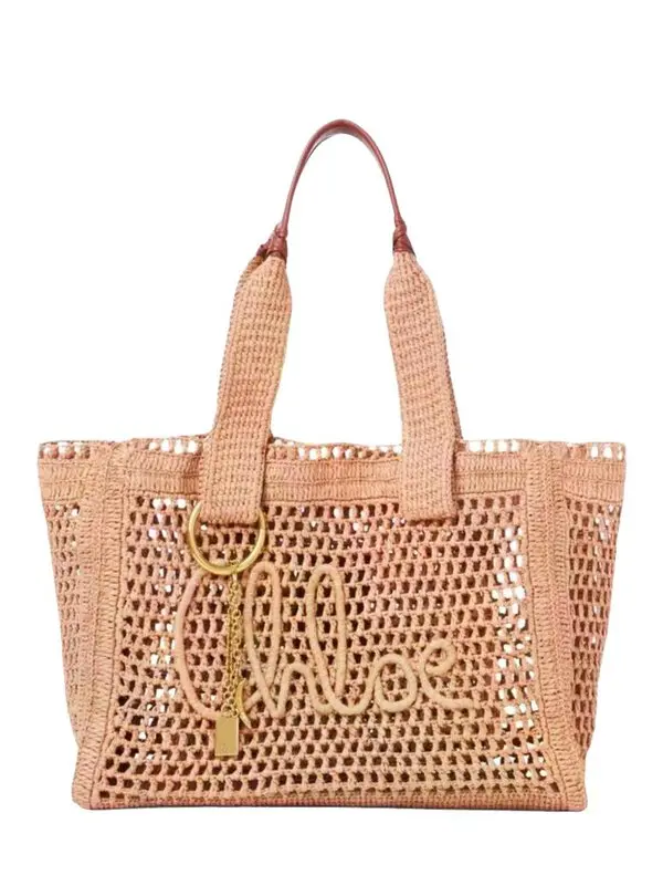 Chloé Openwork Logo Tote - Neutrals