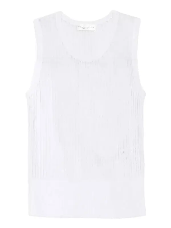ROBERTO COLLINA Sleeveless Ribbed Knit Top - White