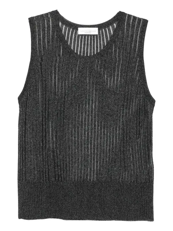 ROBERTO COLLINA Metallic Ribbed-knit Top - Black