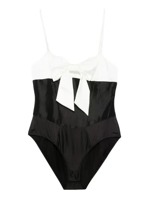 For Love & Lemons Bow-detail Two-tone Bodysuit - Black