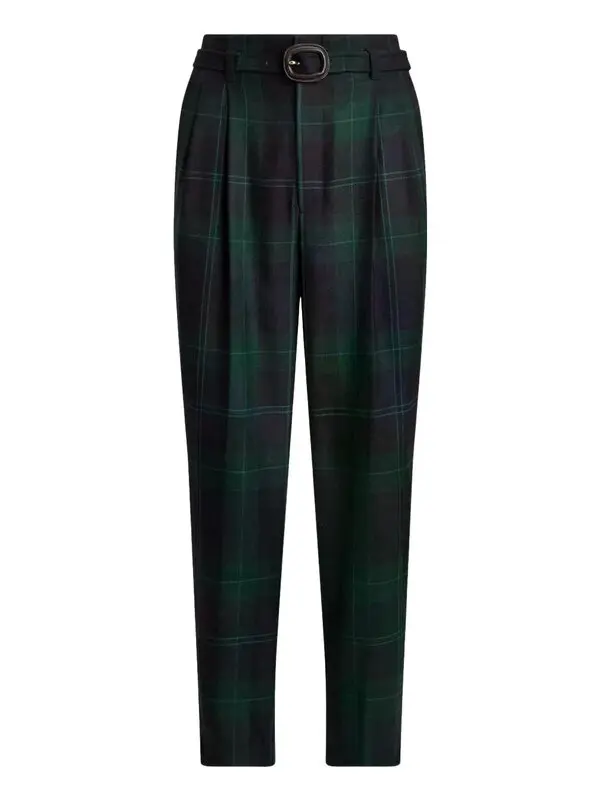 Polo Ralph Lauren Plaid-check Pleated Trousers - Black