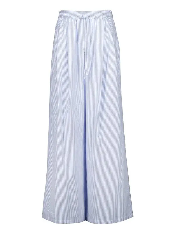 Dolce & Gabbana Striped Cotton Wide-leg Trousers - Blue