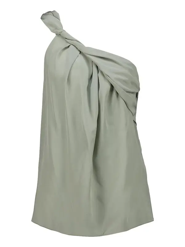 Balmain Draped One-shoulder Silk Crepe Top - Green
