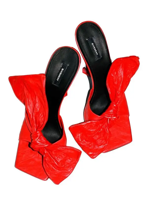 Givenchy Vermillon Boudoir Nappa Leather Heeled Mules - Red