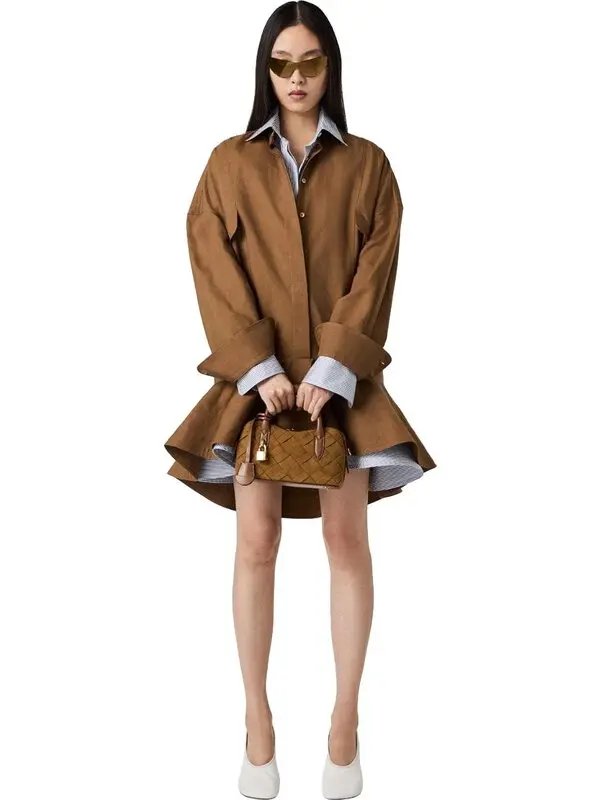 Stella McCartney Pecan Washed Cotton Peplum Shirt Dress - Brown